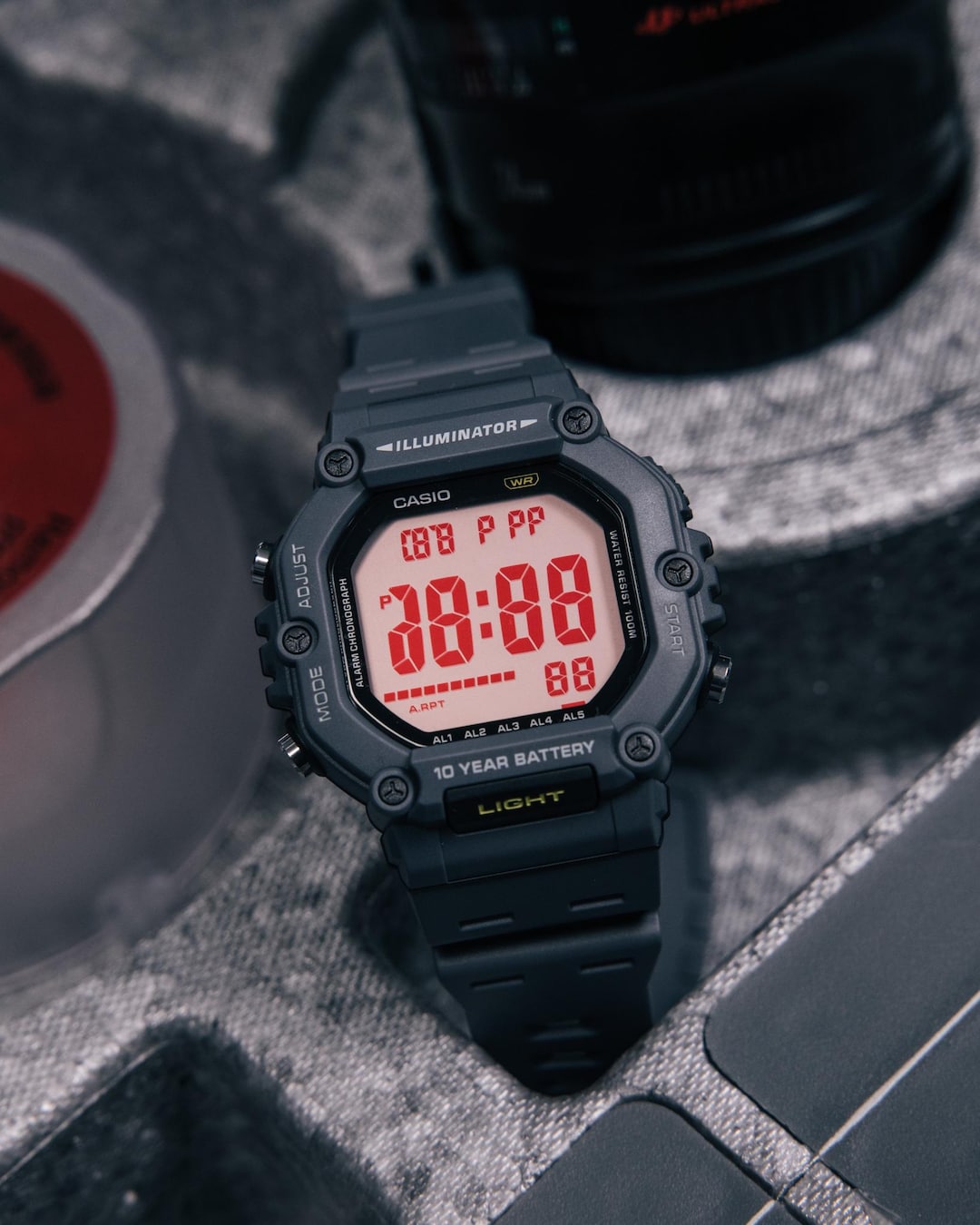 Shutter Red – Modified Watch Based on Casio AE-1600 – Grey Digital ...