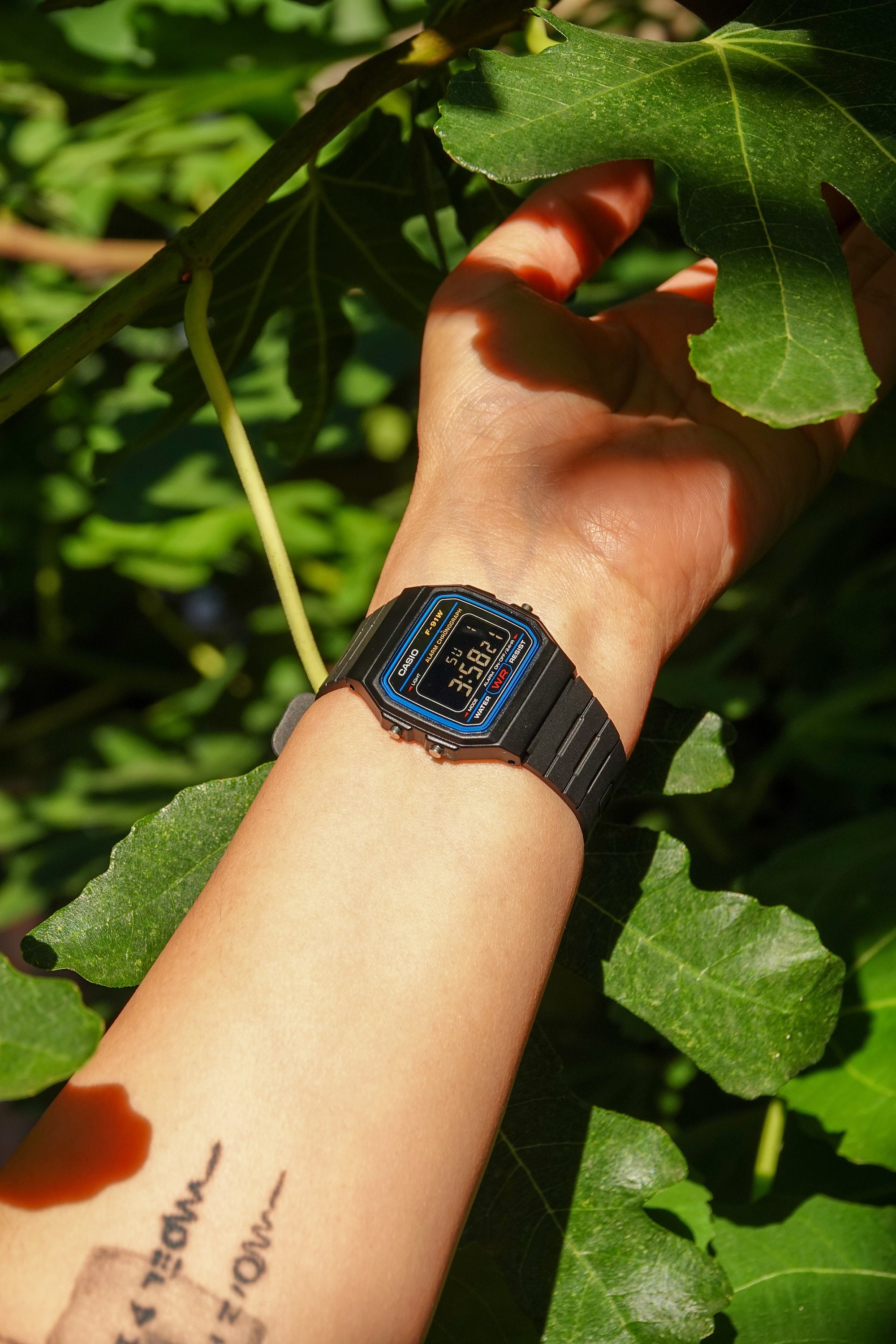 Classic Black – Modified Watch Based on Casio F-91W – All-black Digital ...