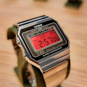 Custom Casio A700 Mod Red Screen - Digital Silver Watch Valentines Gift ...