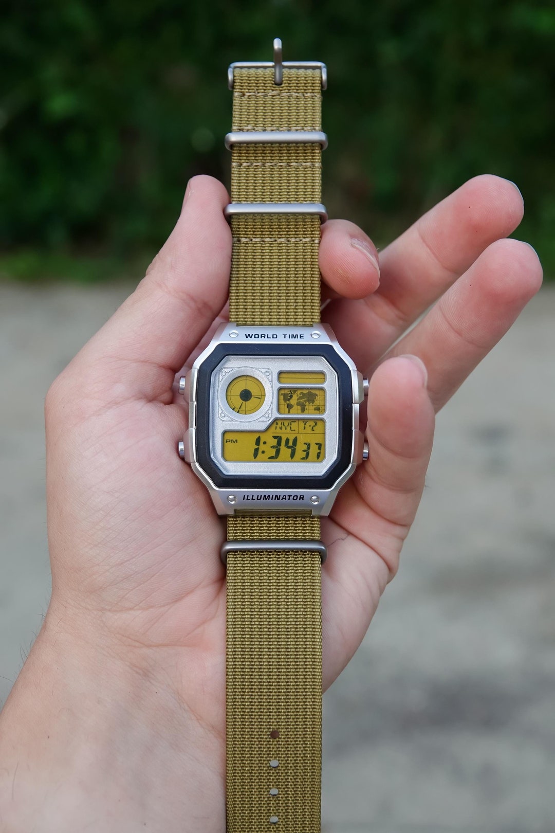 Casio Custom Hydro Mod Royale AE1200 Yellow Arrow 22mm Watch Silver ...