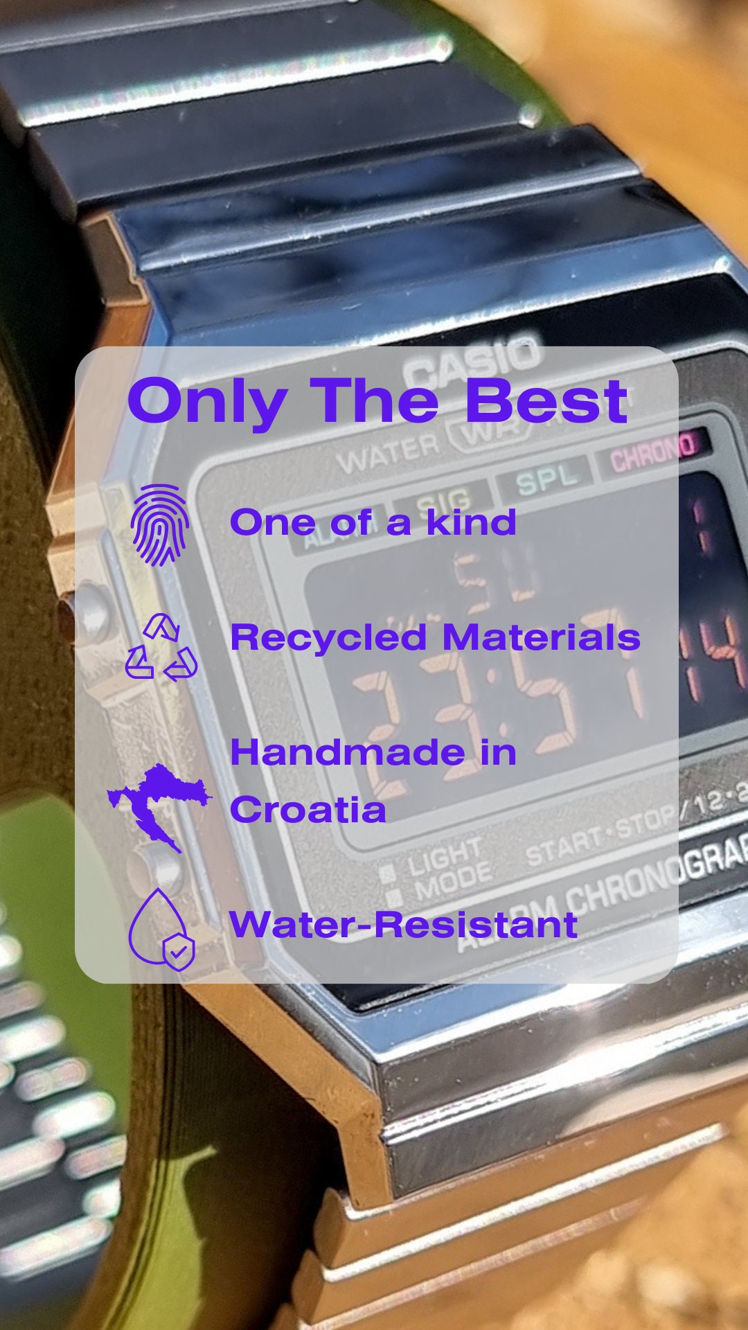 Casio Watch Modified Custom Casio Mod Vintage stealth Black Digital ...