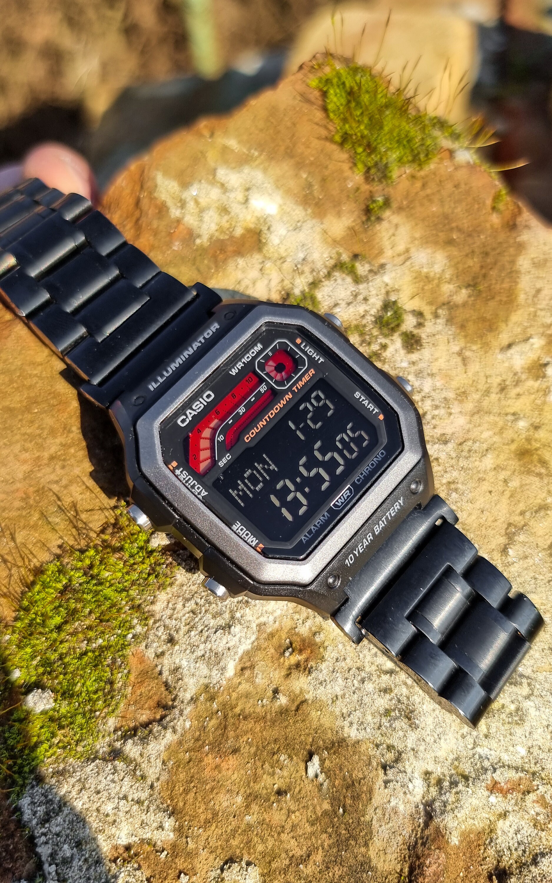 Custom Casio 'redline Meter' Mod Black Casio WS1600 Digital Modified ...