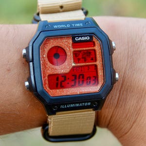Red Dune – Modified Watch Based on Casio AE-1200 – Red-gold Dial, Red ...