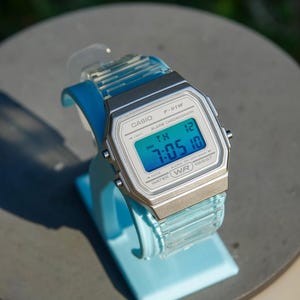 Custom Casio F-91W Blue Lagoon Watch - Modified Gray Casio Vintage ...