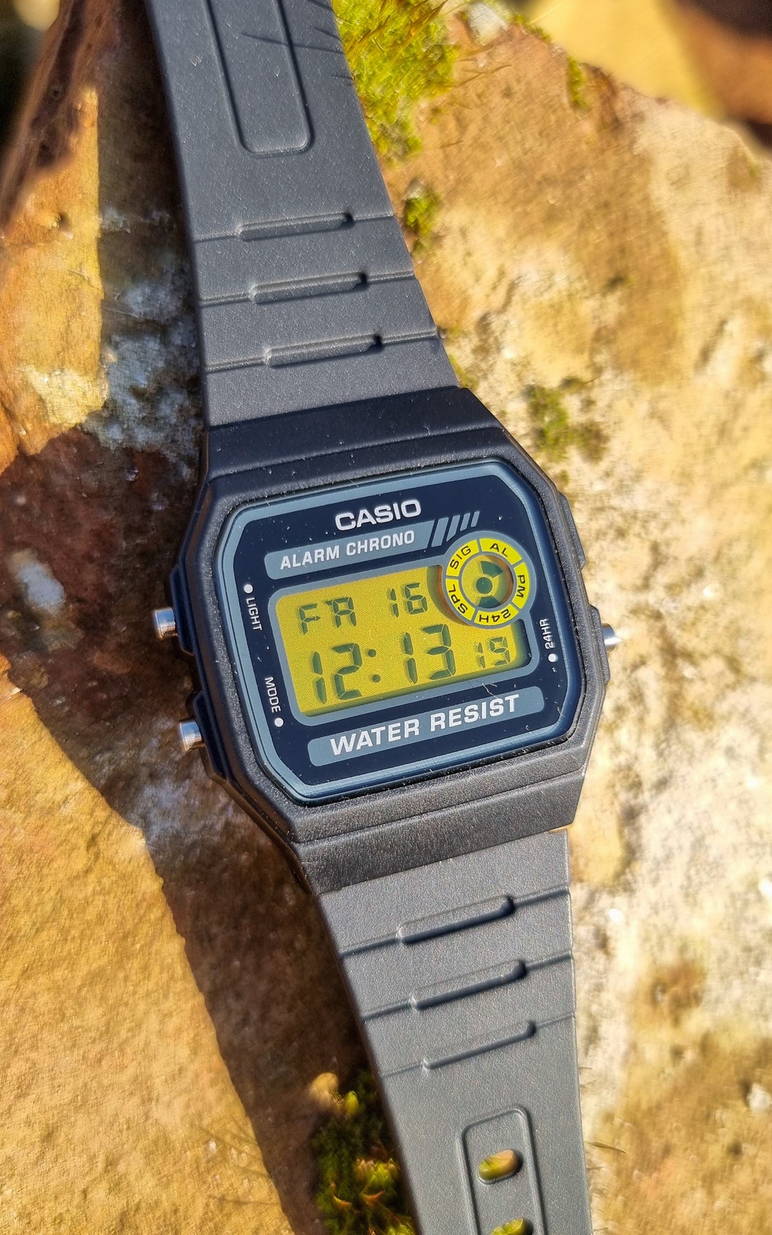 Custom Casio Mod F94WA black & Yellow Modified Casio Watch Rare to Find ...