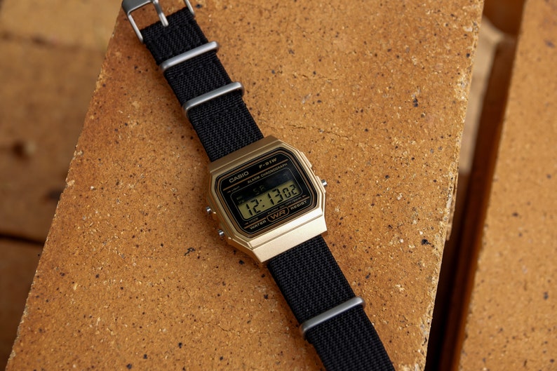 F91-W black Gold Casio Custom Mod Modified Gold Casio Watch With Dual ...