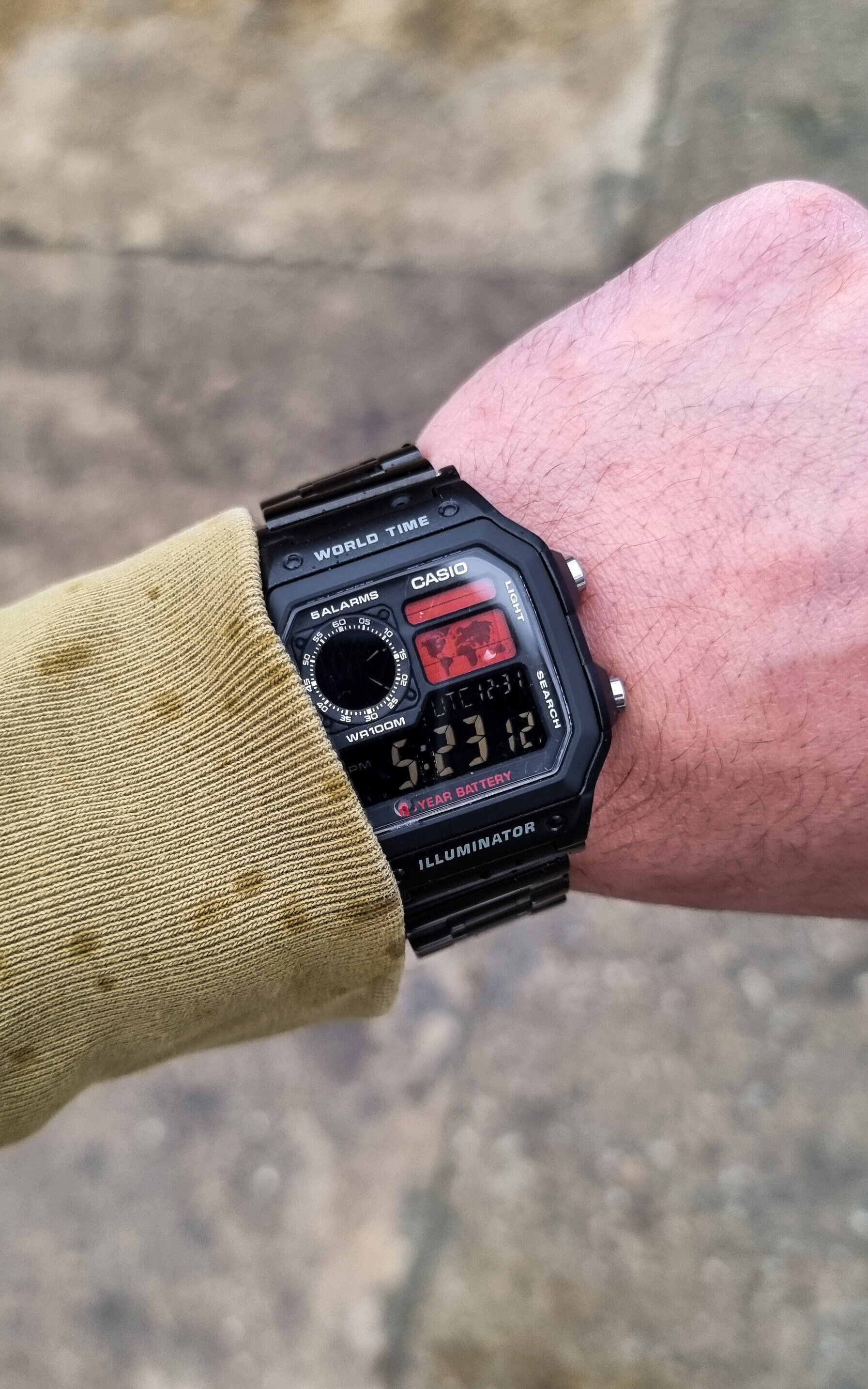 Custom Casio Royale AE1200 red Weighted Metal Modified Watch Red ...