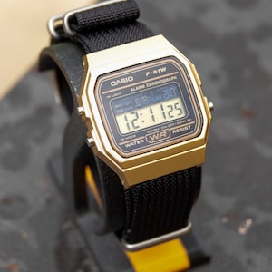 F91-W Black Gold Casio Custom Mod Modified Gold Casio Watch With Dual ...