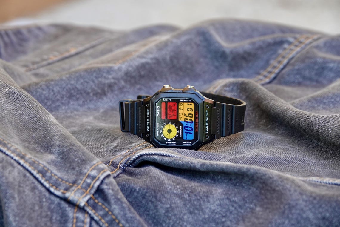 Vivid Horizon – Modified Watch Based on Casio AE-1200 – Blue, Red ...