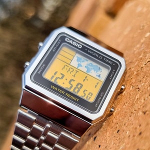 Modified Custom Chrome Casio A500 Worldtime With Yellow Tone Screen and ...