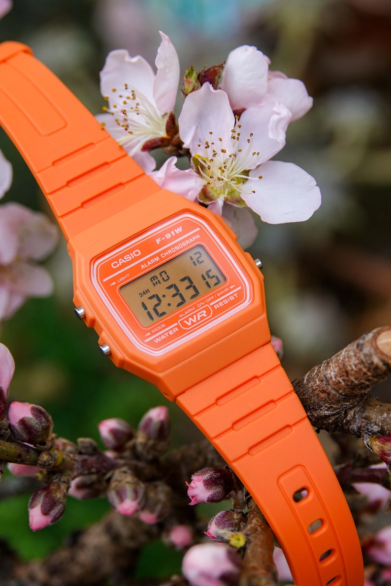 Custom Casio F91 prisontime Rare Color Modified Orange Casio Watch With ...