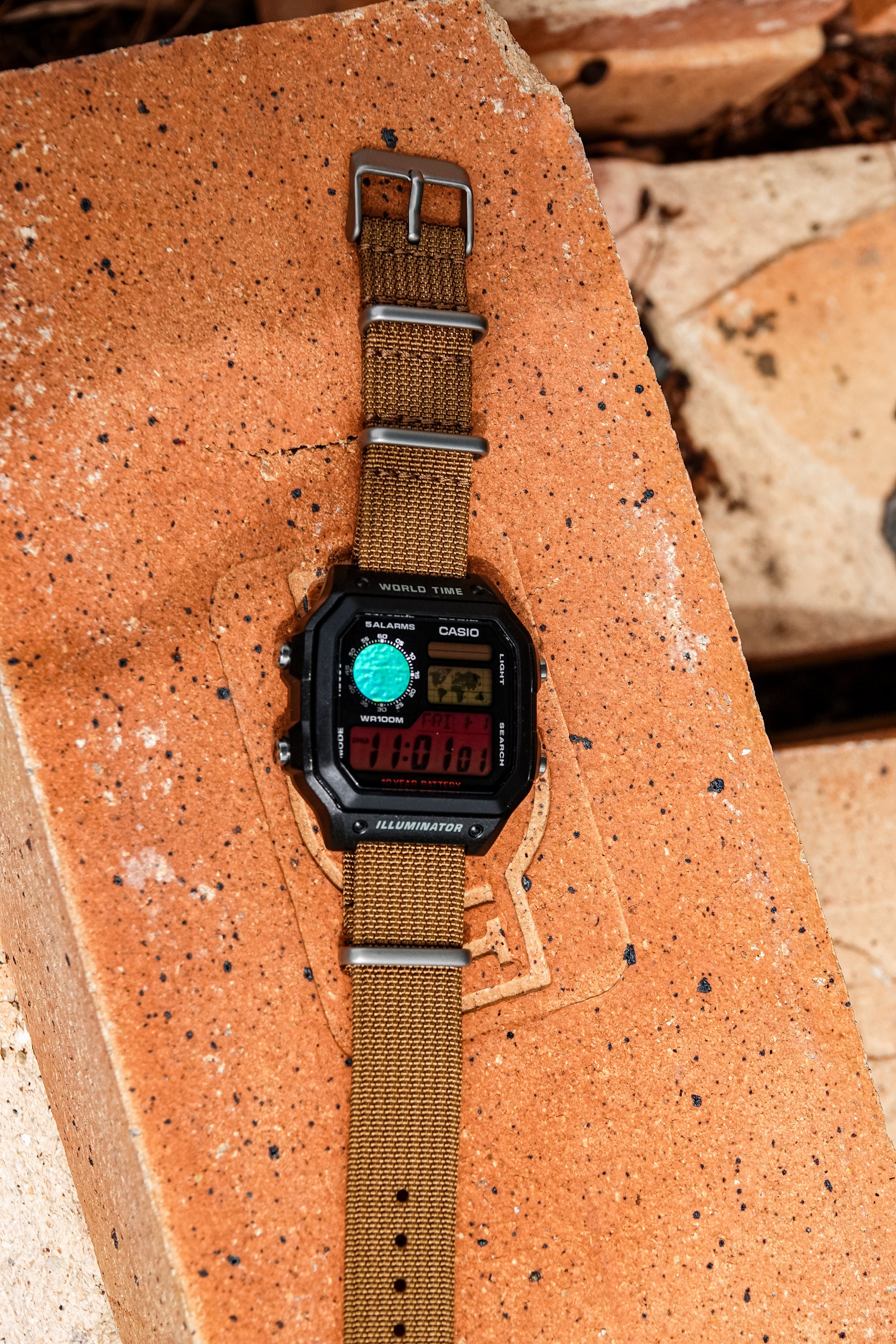 Casio Custom Hydro Mod Royale AE1200 Sand Star Watch Red and Yellow ...