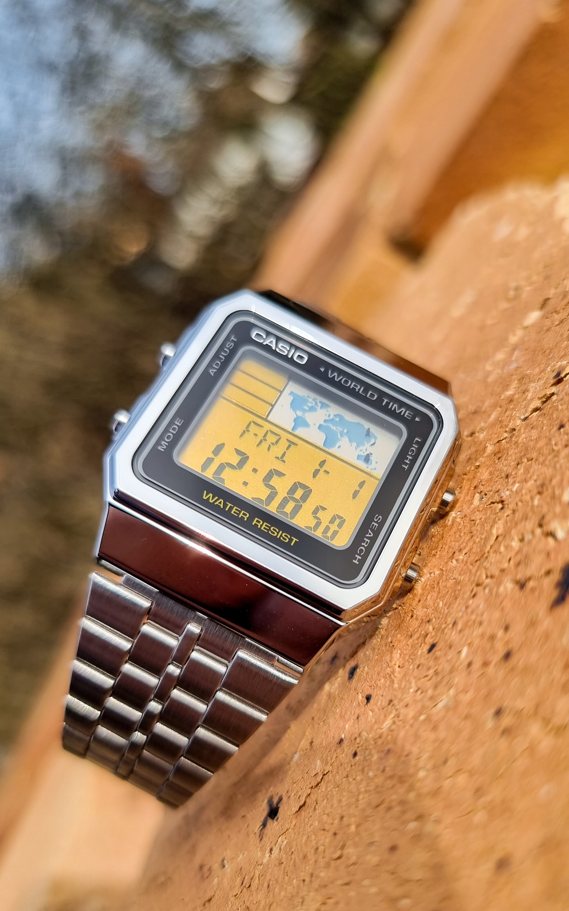 Modified Custom Chrome Casio A500 Worldtime With Yellow Tone Screen and ...