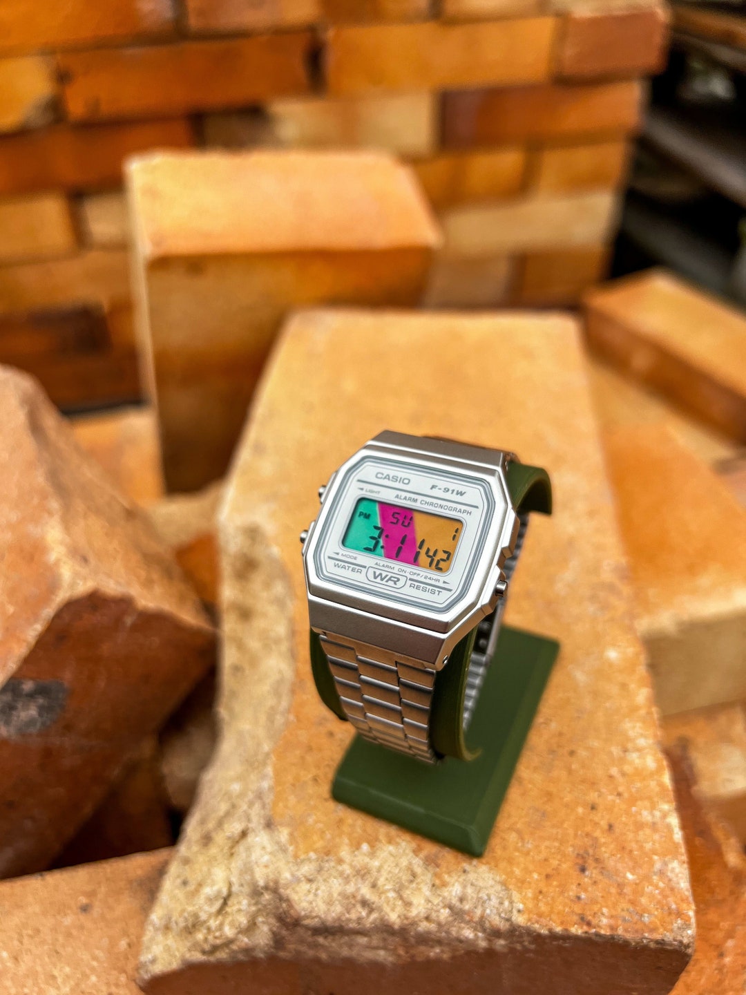 Custom Casio F-91W Candy Modified Casio Custom Special Gift With Blue ...