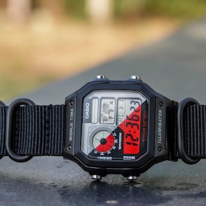 Casio Custom Hydro Mod Royale AE1200 Street Voyager 22mm Watch Red ...