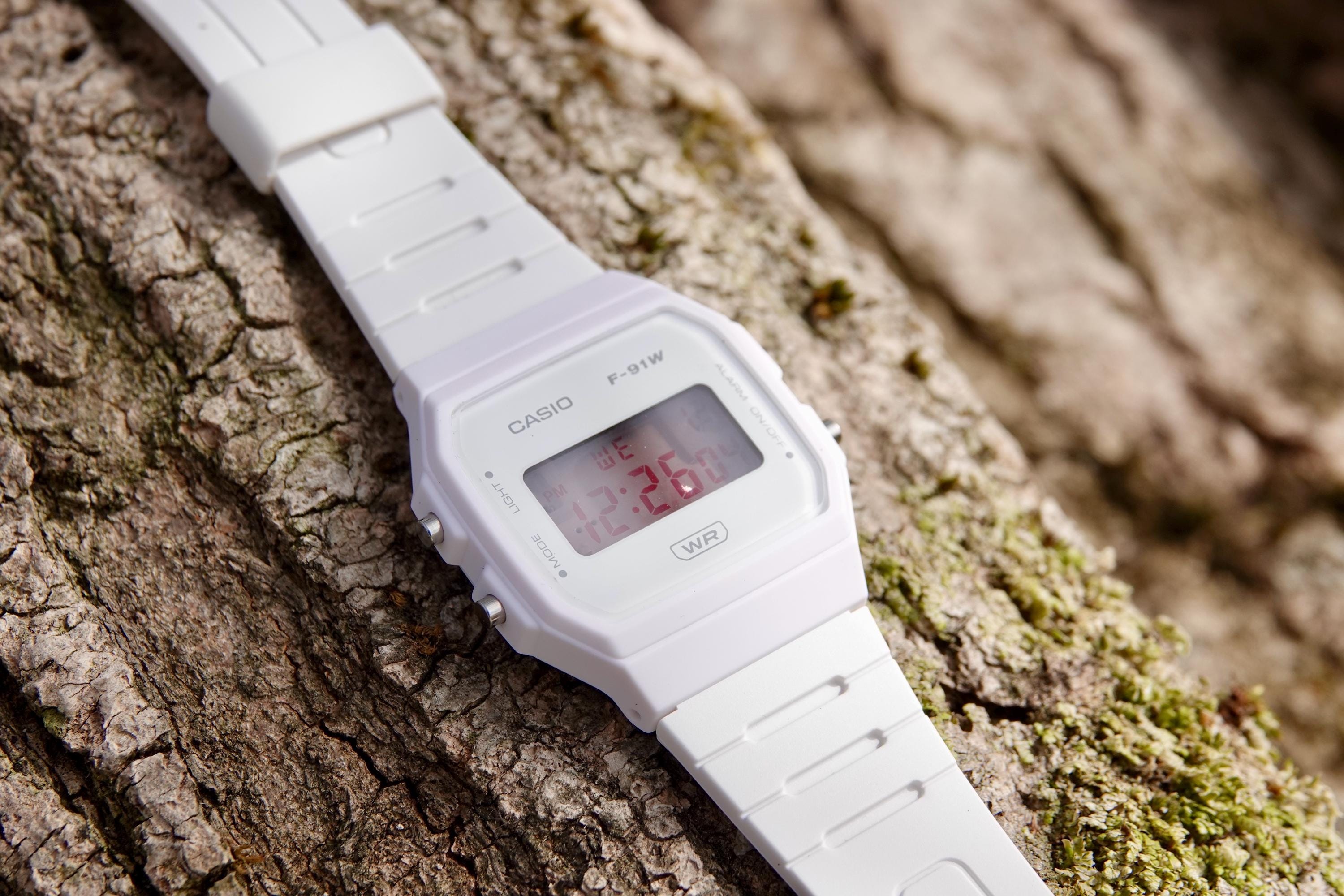 Custom Casio F91 Red Ghost Watch - Modified White Casio Digital Watch ...