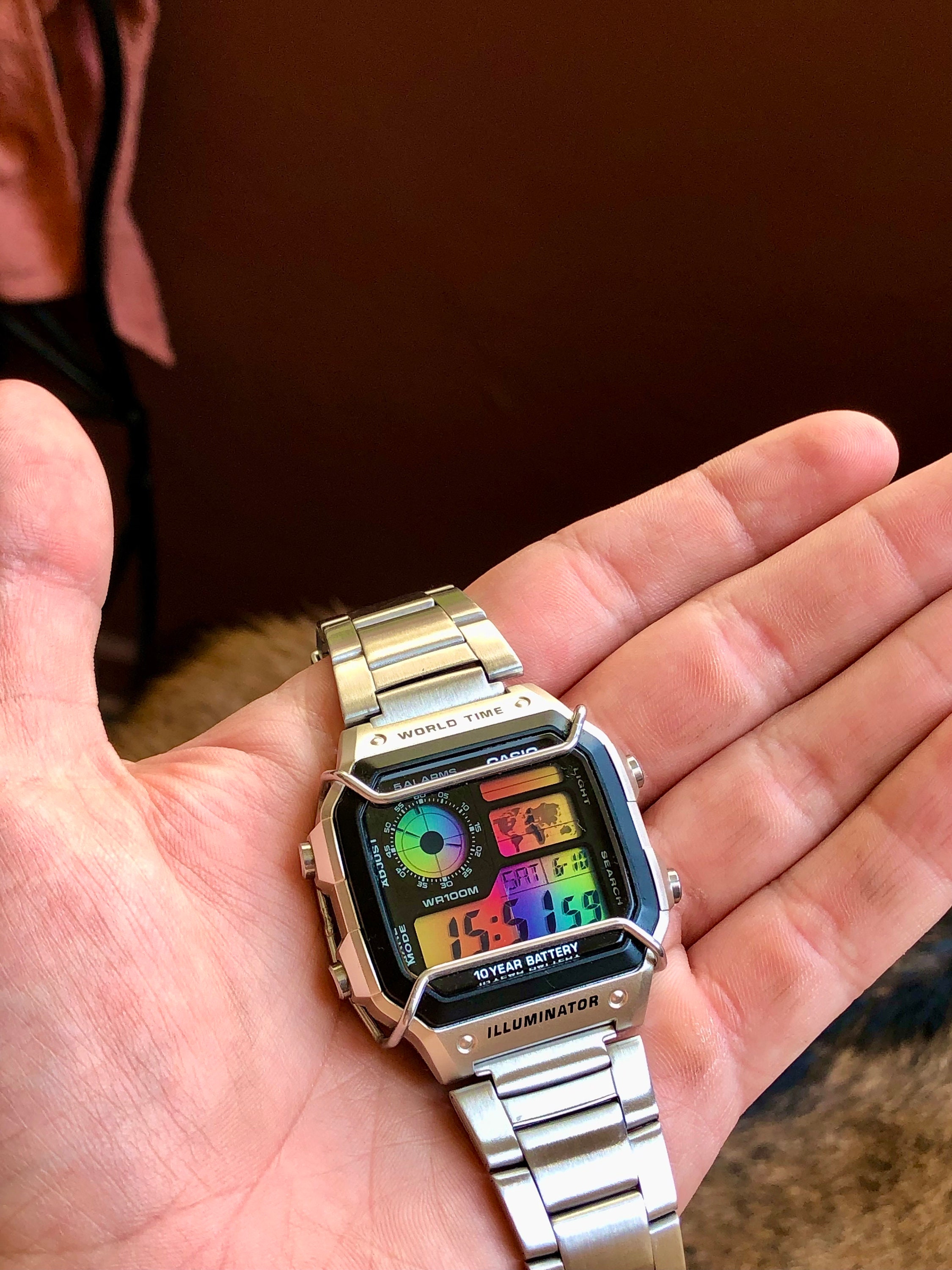 Casio Royale AE1200WHD Custom Vintage Casio Watch Rainbow Screen Metal ...