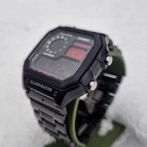 Custom Casio Royale AE1200 Red Weighted Metal - Modified Watch- Red ...