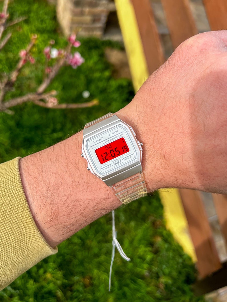 Cherry Red – Modified Watch Based on Casio F-91W – Custom Digital Watch ...