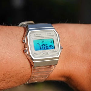 Custom Casio F-91W Blue Lagoon Watch - Modified Gray Casio Vintage ...