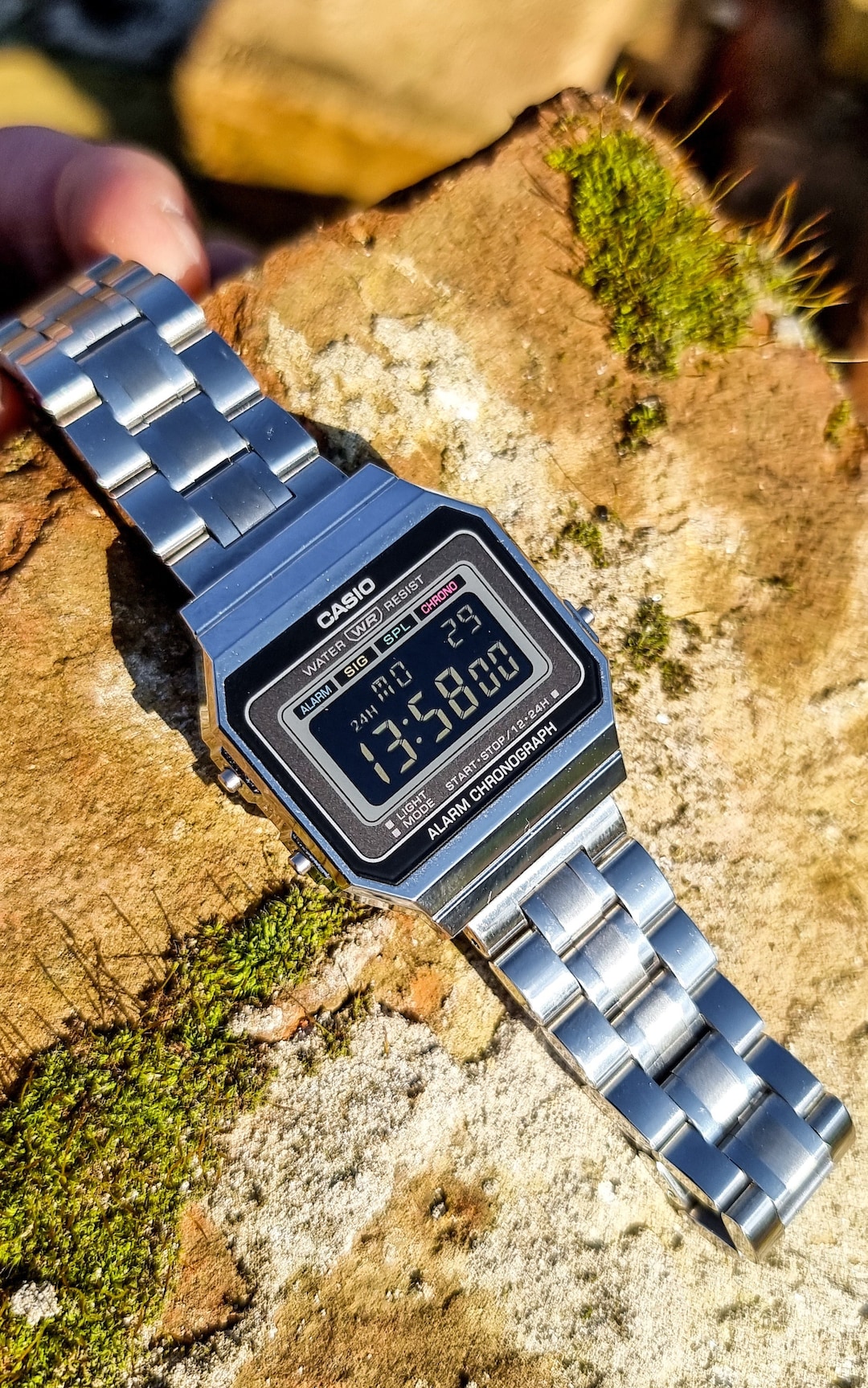 Casio Watch Modified Custom Mod Vintage Chrome Metal - Black Screen ...