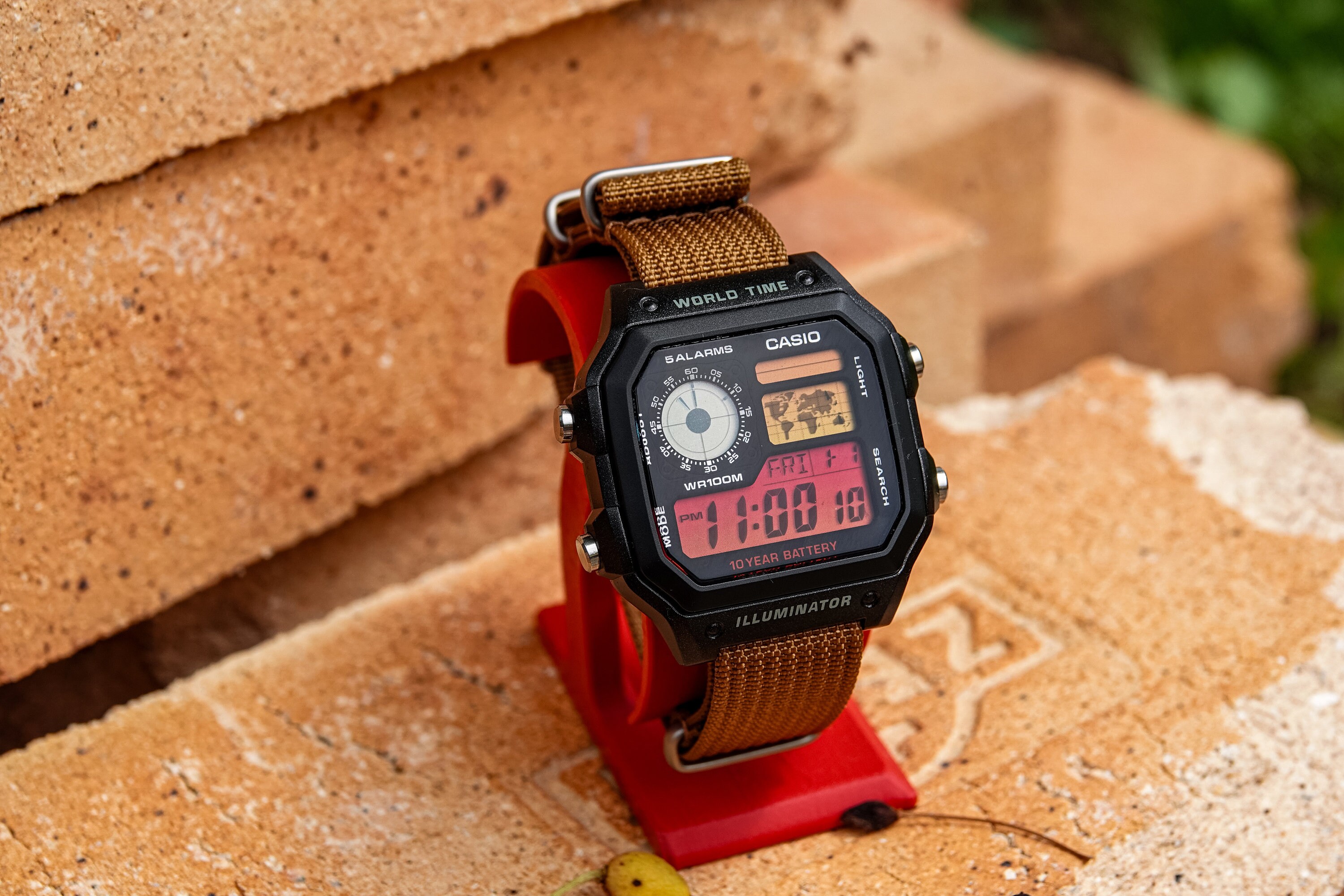 Casio Custom Hydro Mod Royale AE1200 Sand Star Watch Red and Yellow ...