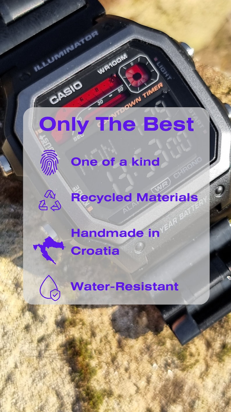 Custom Casio 'redline Meter' Mod Black Casio WS1600 Digital Modified Watch Hydromod and 22mm ...