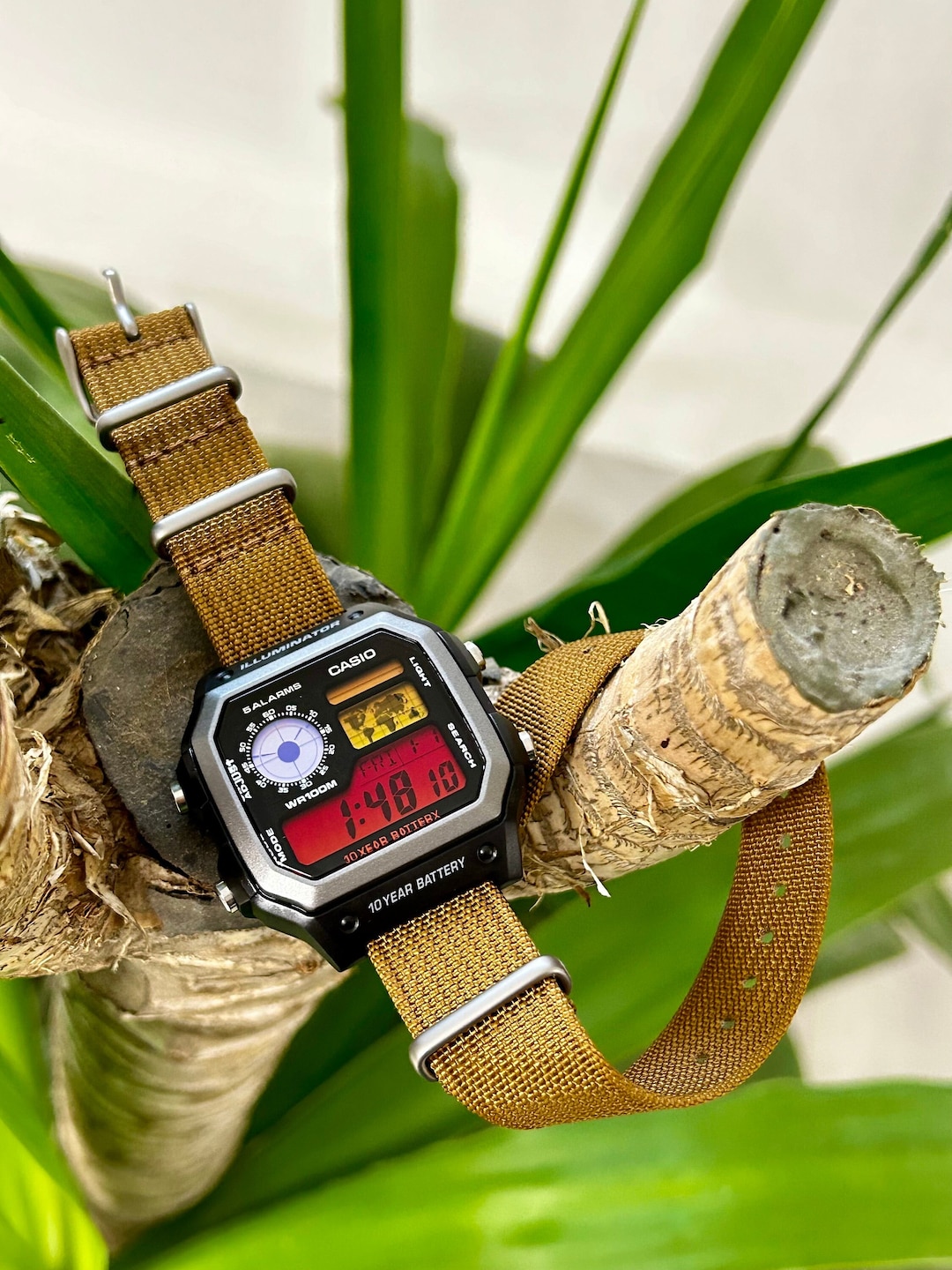 Casio Custom Hydro Mod Royale AE1200 sand Star Watch Red and Yellow ...
