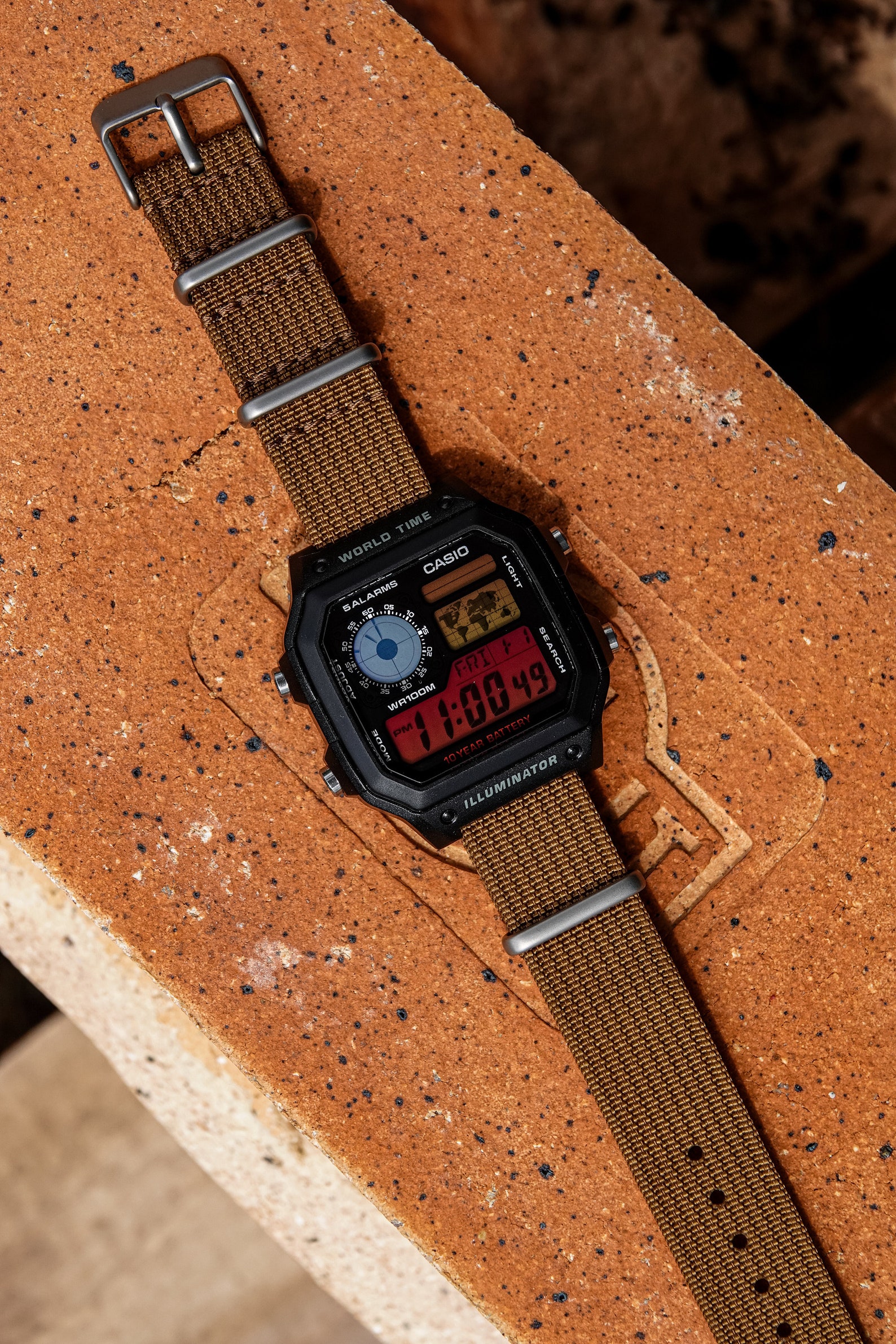 Casio Custom Hydro Mod Royale AE1200 Sand Star Watch Red and Yellow ...