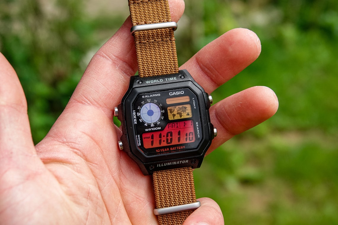 Casio Custom Hydro Mod Royale AE1200 Sand Star Watch Red and Yellow ...