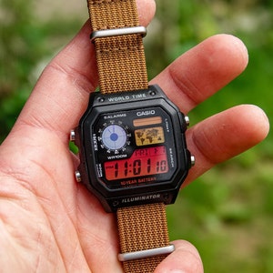 Casio Custom Hydro Mod Royale AE1200 Sand Star Watch Red and Yellow ...