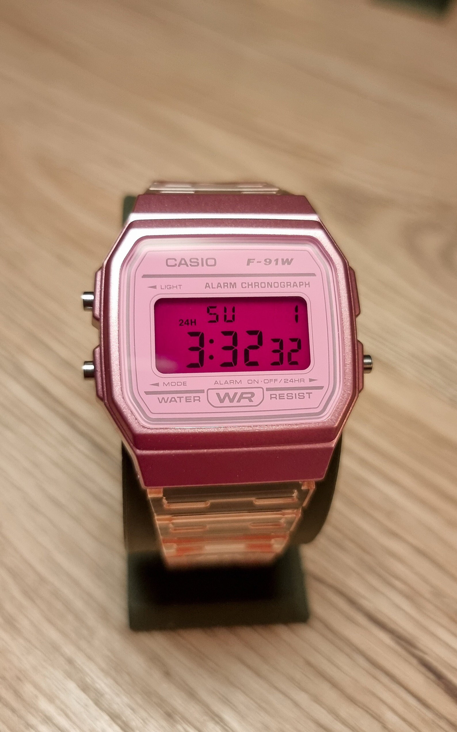 Miami Pink – Modified Watch Based on Casio F-91W – Transparent Pink ...