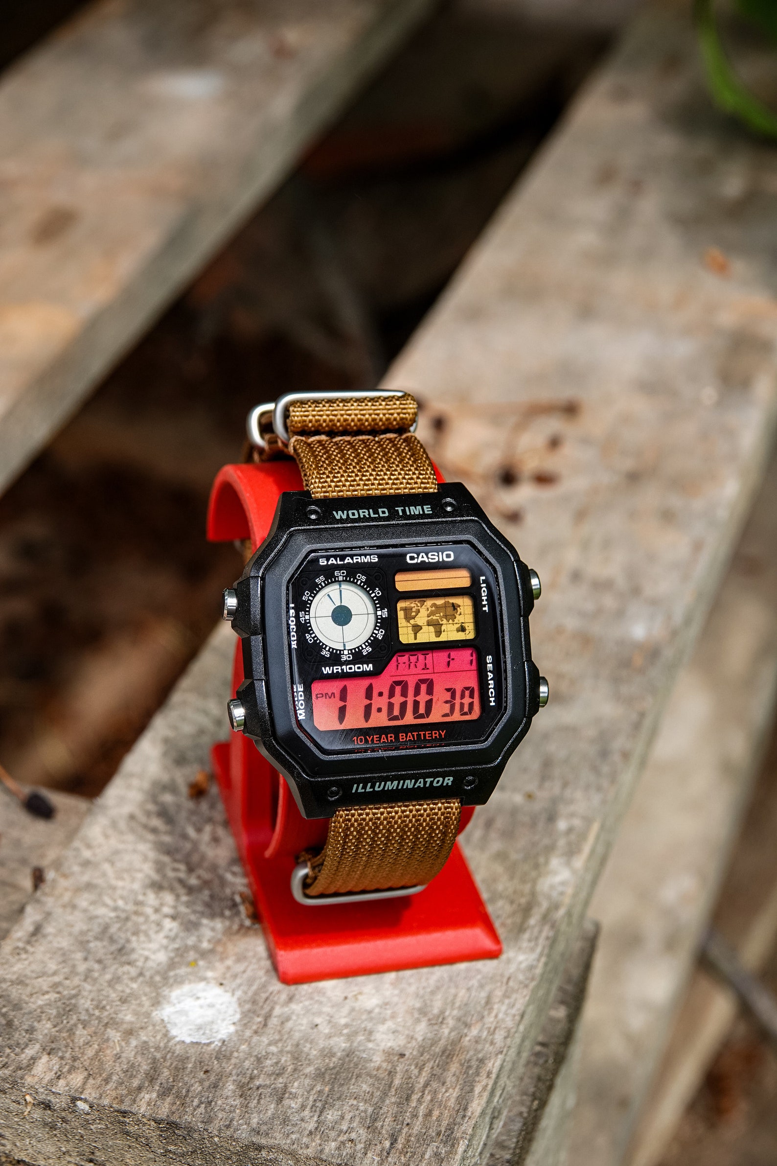 Casio Custom Hydro Mod Royale AE1200 Sand Star Watch Red and Yellow ...