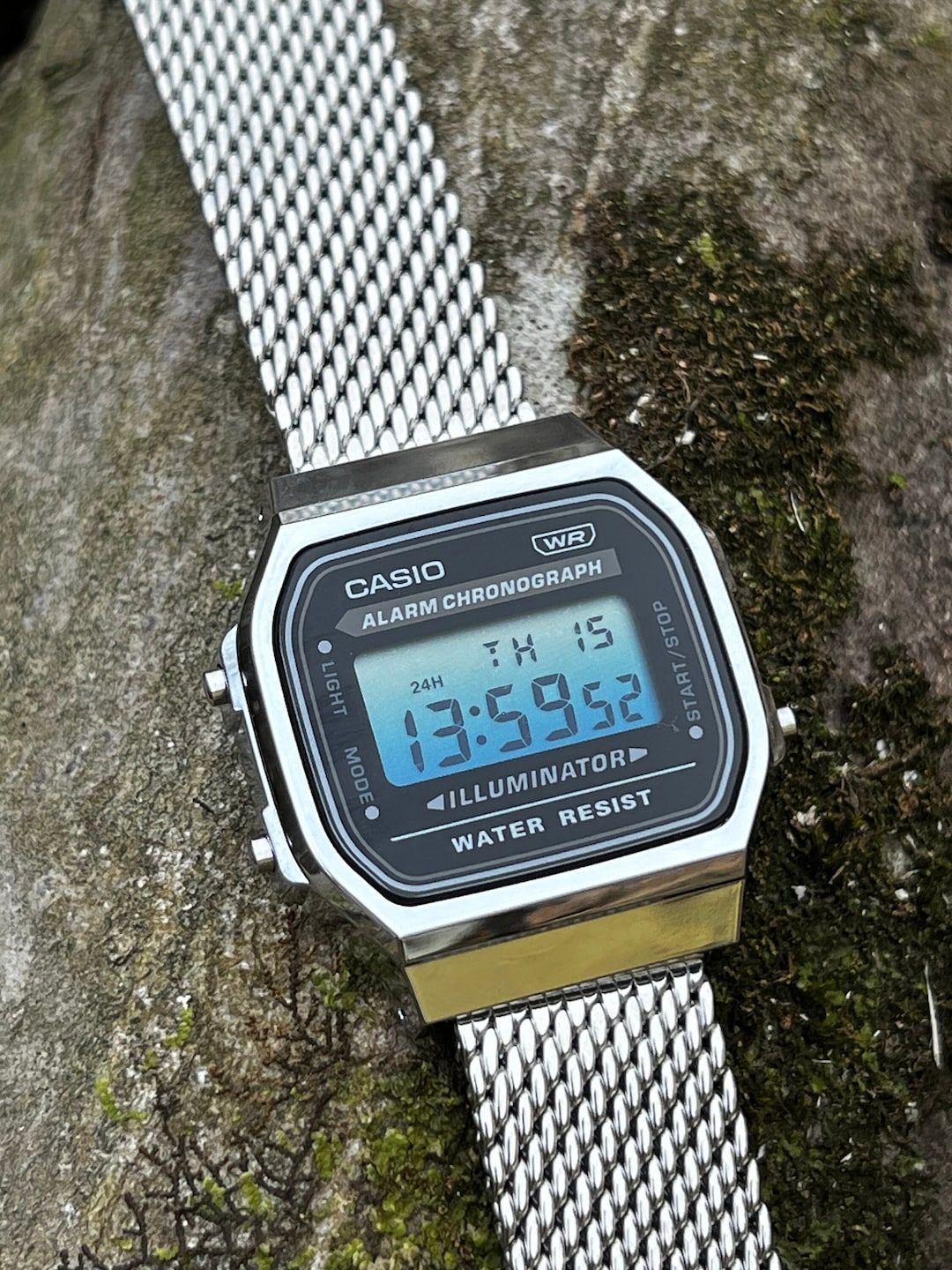 Blue Lagoon Mesh – Modified Watch Based on Casio A168 – Lagoon Blue ...