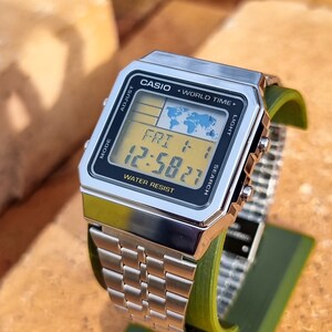 Modified Custom Chrome Casio A500 Worldtime With Yellow Tone Screen and ...