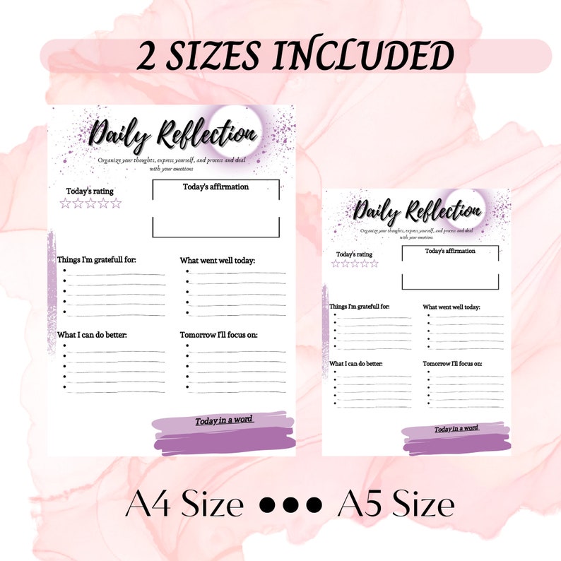 Printable Daily Reflection Pack, Daily Review, Daily Reflection Journal ...