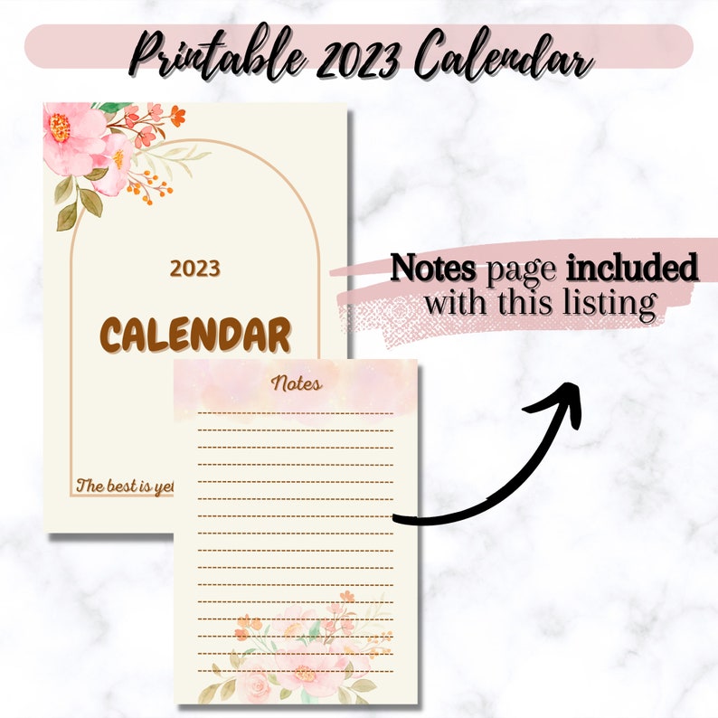 Printable 2023 Calendar, Printable Monthly Calendar, Floral 2023 ...