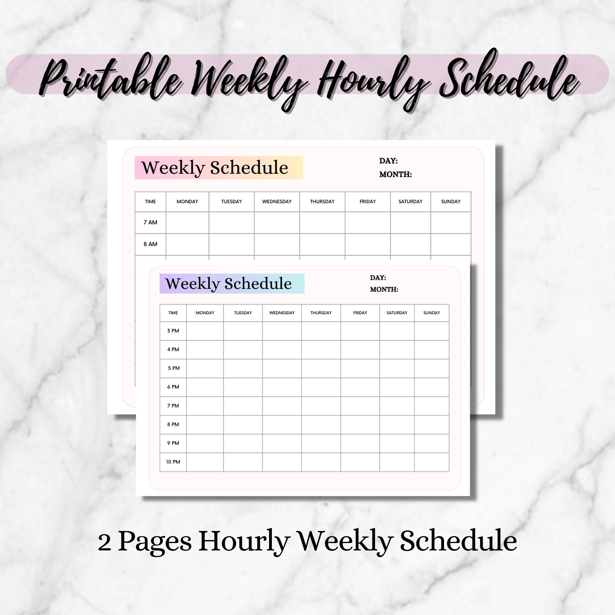 Weekly Planner Printable Landscape, Ultimate Hourly Weekly Schedule ...
