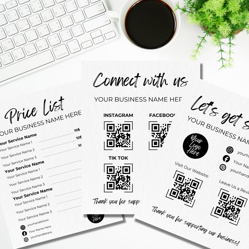Business Sign Template: Digital Download Canva QR Code & - Etsy