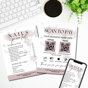 Nail Salon Price List and Flyer | Canva Template With QR Code ...