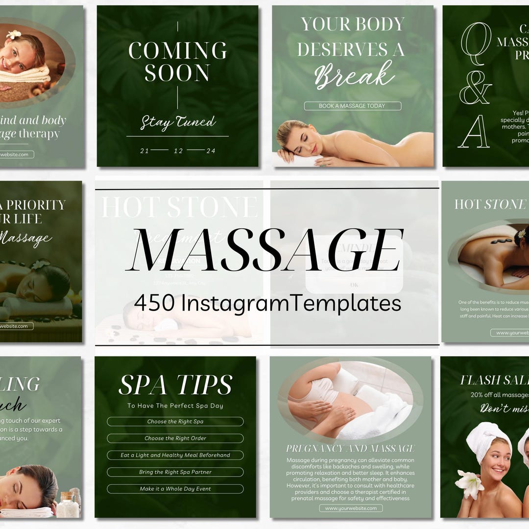 Luxury Massage Instagram Templates: Spa Canva Posts and Stories for ...
