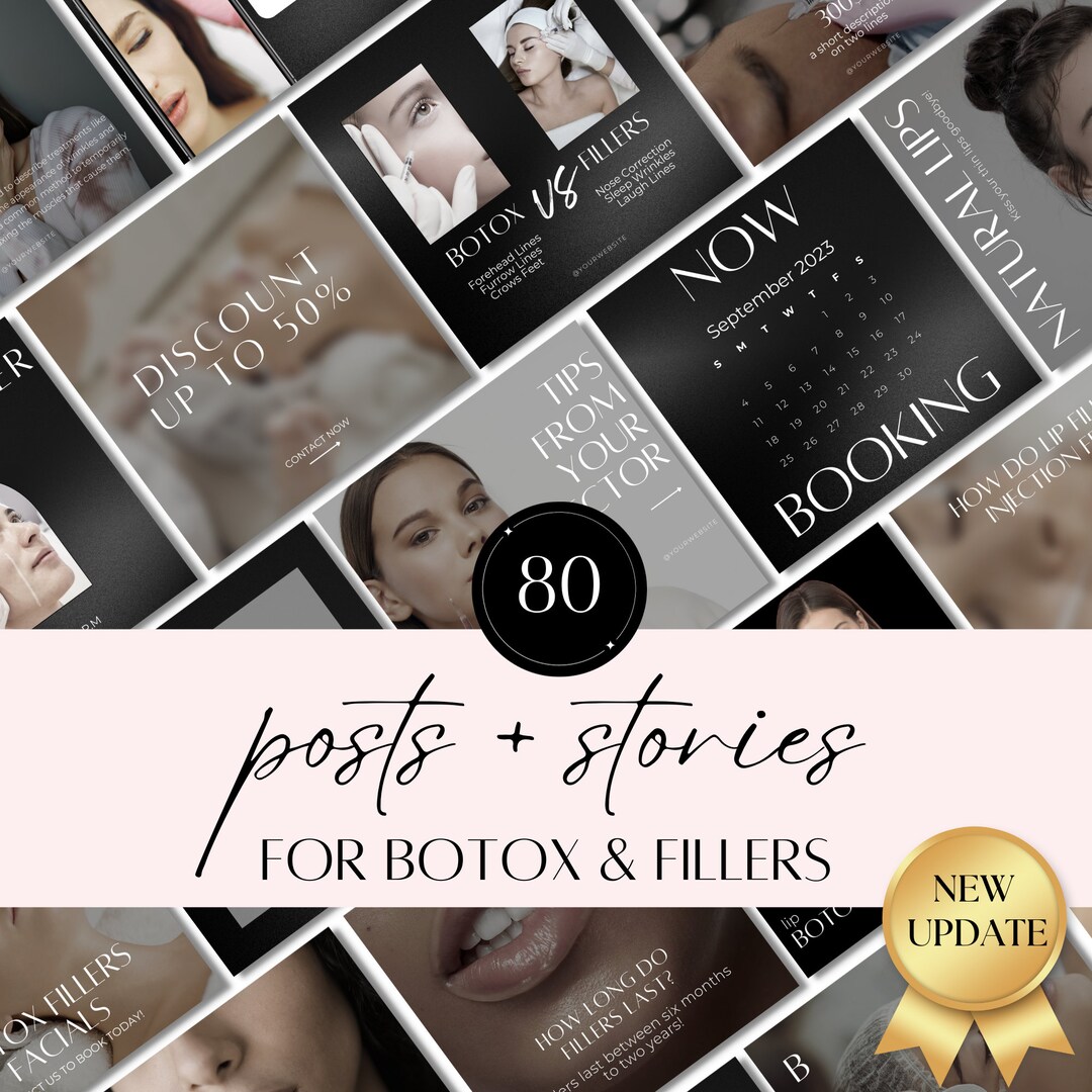 Botox & Fillers Instagram Posts and Stories: Esthetician Feed Templates ...