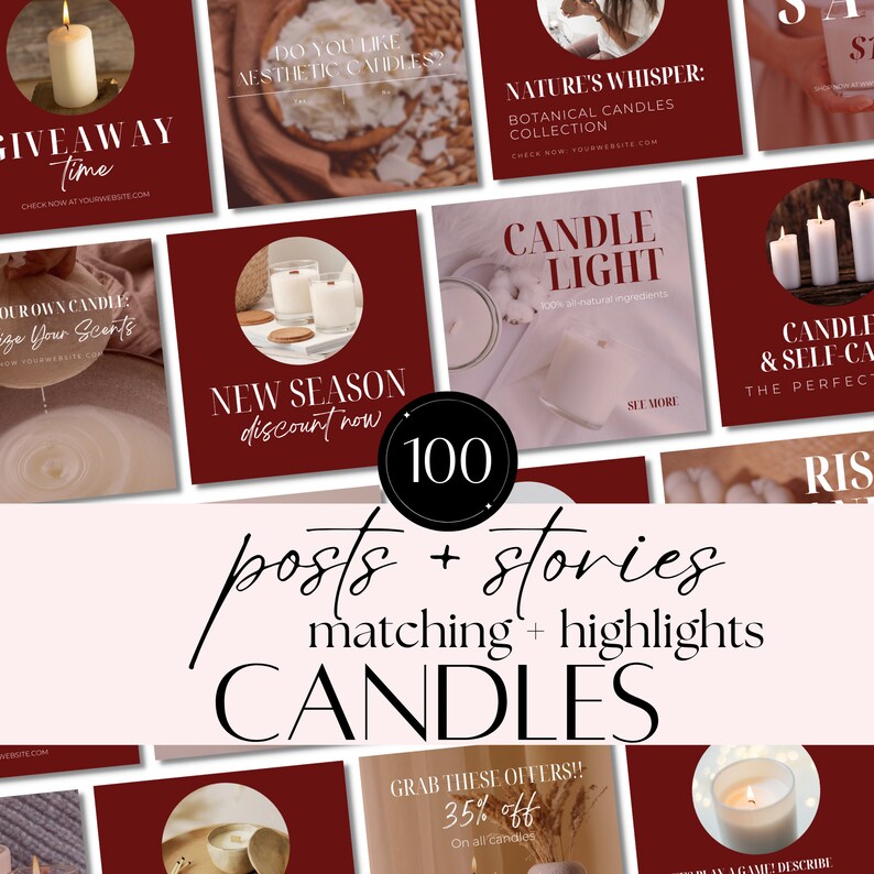 Candle Posts Marketing Templates Candle Business Branding and Care ...