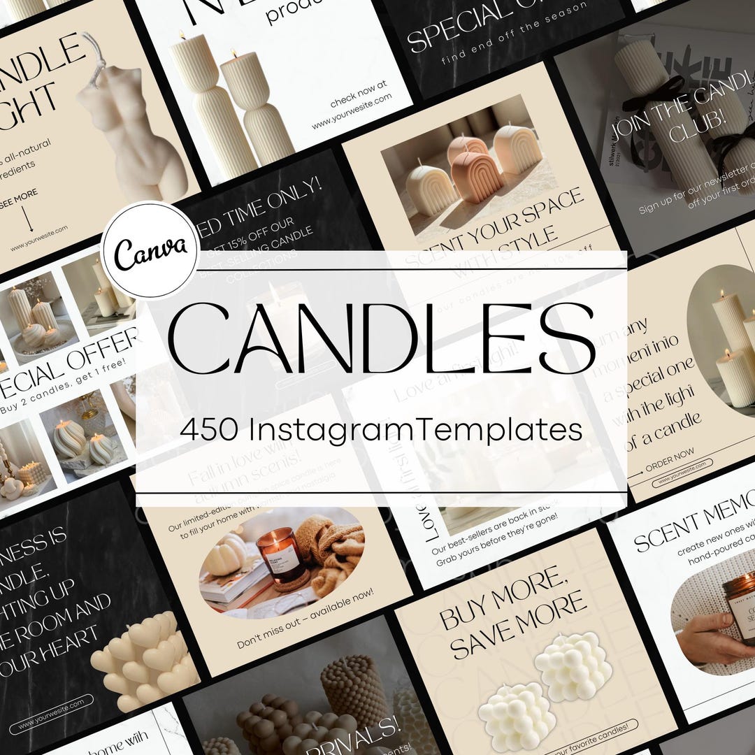 Candle Instagram Post Templates Candle Business Canva Marketing Kit ...