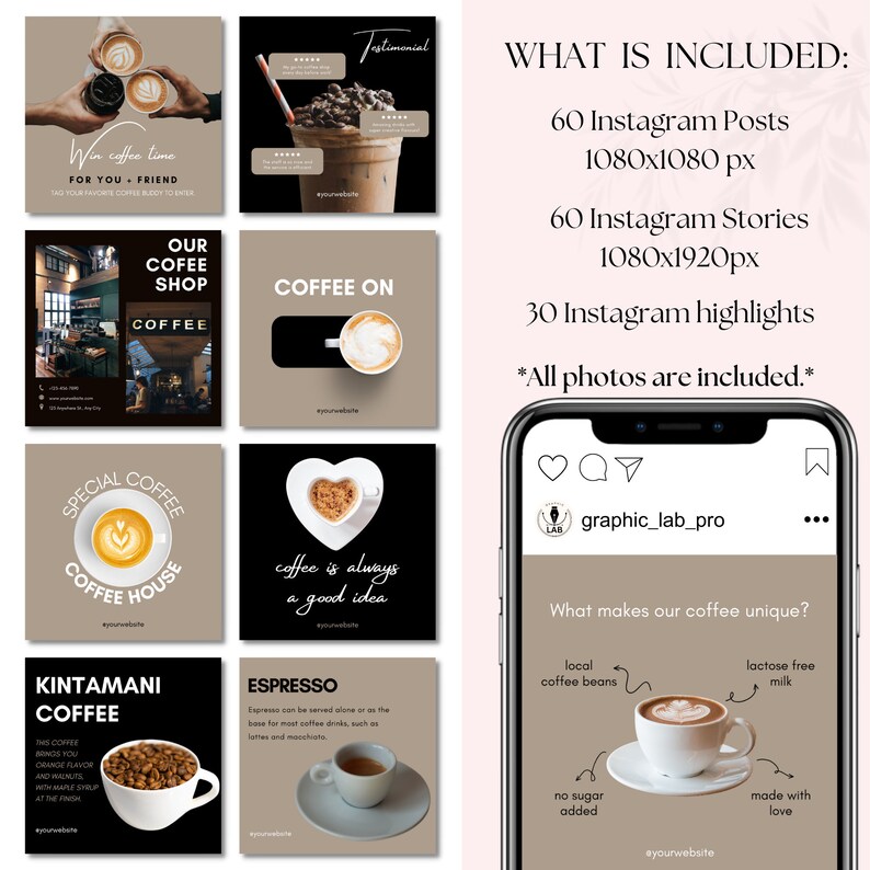Coffee House Instagram Template Canva Designs for Cafes and Food ...
