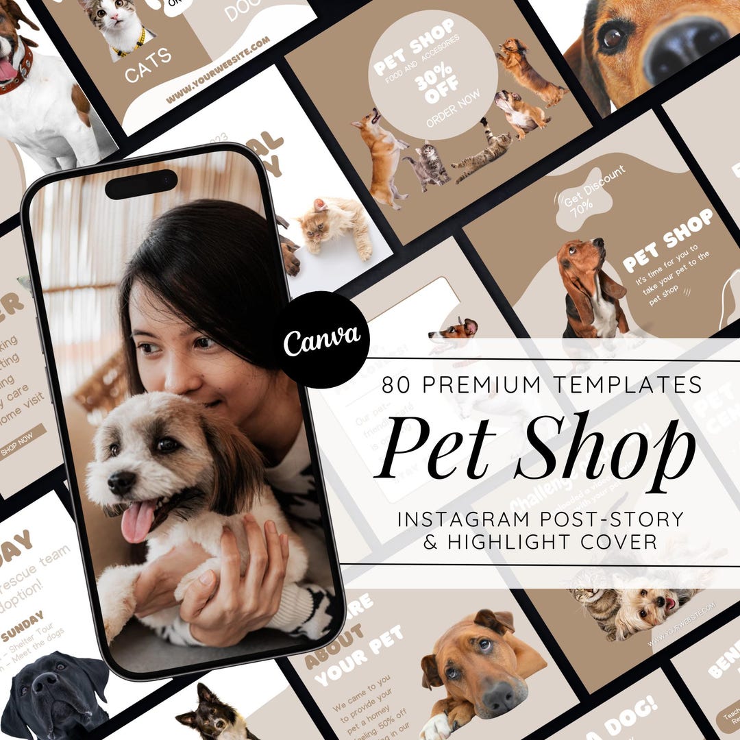 Pet Shop Instagram Post Templates: Dog, Cat, Vet (canva) - Etsy