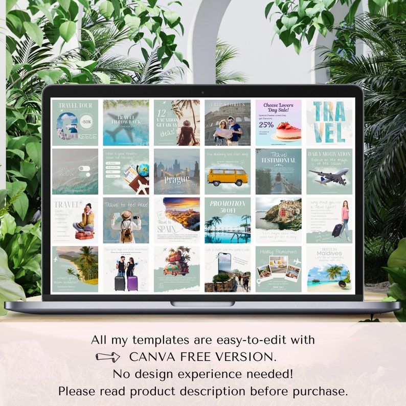Travel Agency Canva Templates for Instagram Posts Social Media Kit With ...