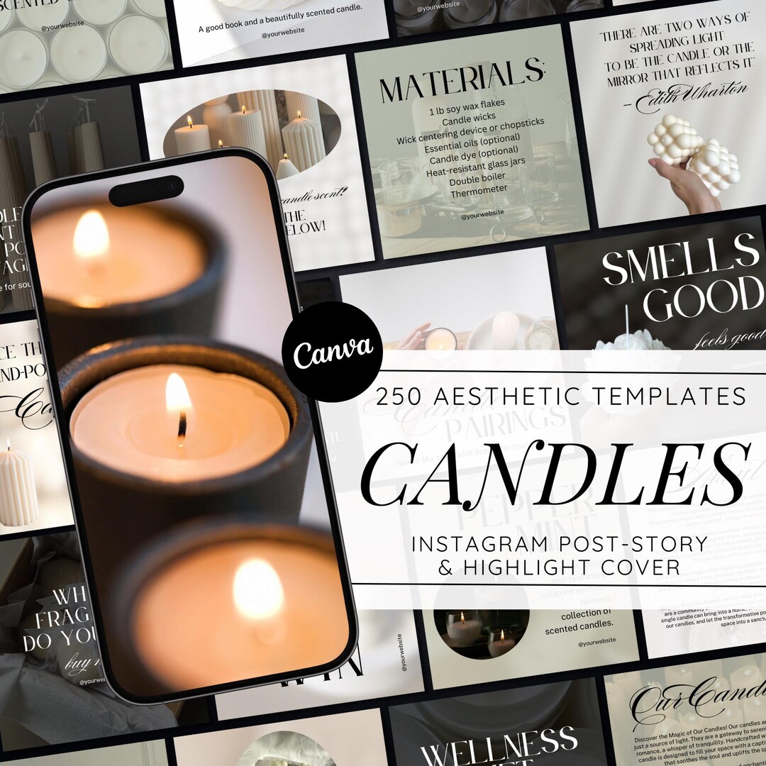 Candle Instagram Post Templates: Canva Social Media Kit - Etsy