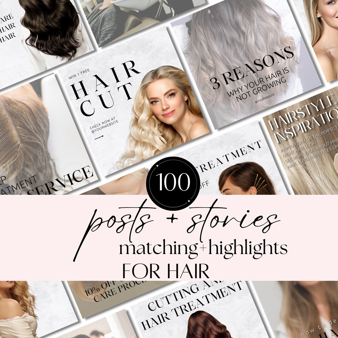 100 Hair Matching Instagram Posts and Stories: Canva Templates, Salon ...