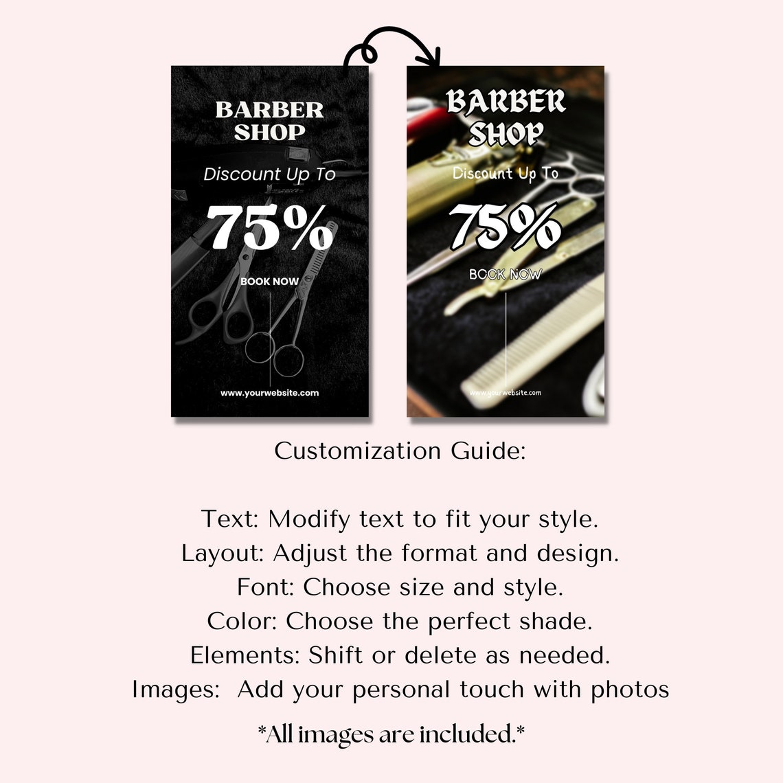 Barber Shop Instagram Stories: Editable Canva Templates (digital ...